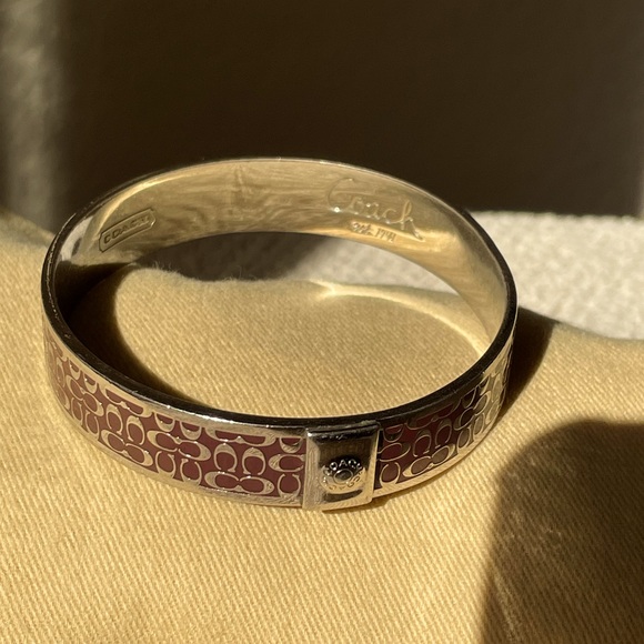 Coach | Jewelry | Coach Genuine Silver And Burgundy Bangle Bracelet ...